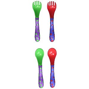 Nuby fork & spoon set 18months + (multi-colored)
