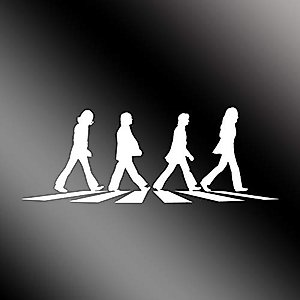 Beatles Abbey Road Decal Crosswalk Sticker Merchandise Memorabilia Album Record Iconic Band Pepper Black Vinyl | Premium Quality | 7-Inches | D031-W