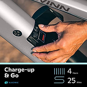 Schwinn Healy Ridge Adult Electric Mountain Bike, 18-Speed Drivetrain, 18-Inch Alloy Frame, 26-Inch Wheels, Grey