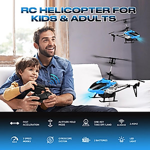 Britik Remote Control Helicopter for Kids - RC Helicopters Toys, One Key Takeoff/Landing and Hover Functionality, 3-Speeds, LED Lights and Crash Protection-Indoor Flying Toy, Gift for Boys/Girls Kids
