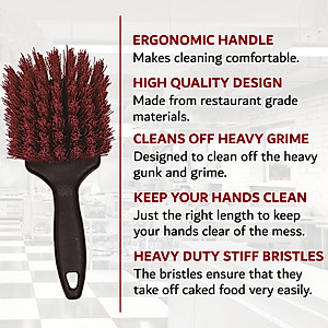 8" Pot & Dish Cleaning Brush, Dish Scrubber Brush, Stiff Bristle Brush for Kitchen Cleaning, Dishes, Pots, Pans, Sink, Stoves, Dish Scrub Brush for Home Use & Busy Restaurants by FryOilSaver Co. 90048