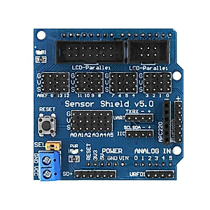 RedTagCanada Sensor Shield V5.0 Sensor Expansion Board for UNO MEGA R3 V5 for Arduino Duemilanove/UNO DA I/O Board Electronic Building Blocks of Robot Parts