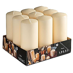 SPAAS Ivory Pillar Candles - 9 Pack | 6 Inch Large Ivory Dripless Pillar Candles | Long Burning Unscented Pillar Candles for Home Décor, Memorial, Vigil, Parties, Wedding, Decorative Lantern