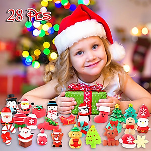 nobasco Squishies, 28 Pack Mochi Squishy Toys - Christmas Kawaii Cat Squishys Slow Rising Animals - Party Favors, Goodie Bag, Birthday Gifts, Mini Squishies Stress Reliever Toy Pack