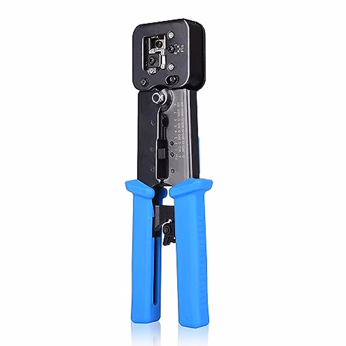 Cable Matters Modular RJ45 Crimp Tool for Pass-Through Connectors (Pass-Through Ethernet Crimper) with Built-in Wire Cutter and Stripper - 10-Pack Pass-Through Cat6 RJ45 Connectors Included