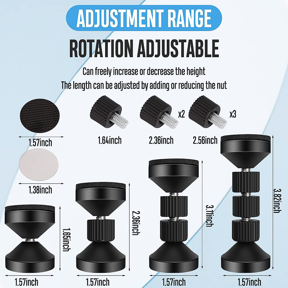 4PCS Adjustable Threaded Headboard Stoppers,Bed Frame Anti-Shake Tool,Bedside Headboards Prevent loosening Anti-Shake Fixer,Telescopic Support Headboard Stabilizer Bed Stoppers for Room Wall,Beds,Sofa