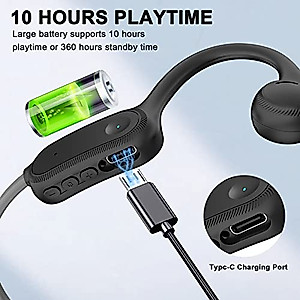 CelsusSound Bone Conduction Headphones, Open-Ear Bluetooth 5.2 Sport Headphones up to 10H Playtime, Built-in Mic Wireless Earphone, IP54 Waterproof Headset for Workouts and Running