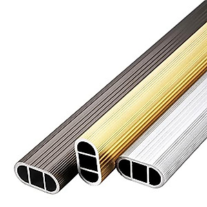 Btibpse Oval Closet Rods Heavy Duty Aluminium Alloy Wardrobe Rod Application Clothes Hanging Oval Rod 18/20/24/31/39 Inch for Closet Wardrobe (Black, 39")