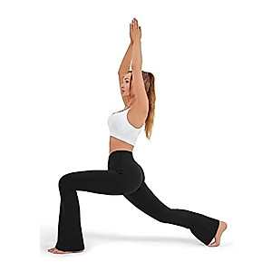 HEGALY Women's Flare Yoga Pants - Crossover Flare Leggings High Waisted Bootcut Bell Bottom Workout Sweatpants Black