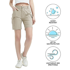 Nomolen Women's Hiking Cargo Shorts Lightweight Quick Dry Outdoor Golf Travel Shorts for Women with Zipper Pockets UPF 50+