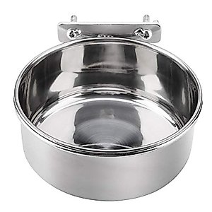 Leftwei Bird Feeding Dish Cups,Bird Cage Feeder, Stainless Steel Parrot Bowl, Bird Feeders Bird Parrot Waterers Bowls Reliable Bird Cage Accessory(Large)