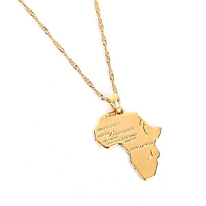 Crystal Africa Map Pendant Necklace Women 24K Gold African Map Hiphop Item Wholesale Pendant (Gold Map Pendant)