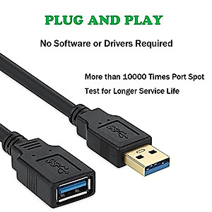 WestCowboy USB 3.0 Extension Cable 15FT, SuperSpeed USB3.0 Extender Cord A Male to A Female for Paystation, Xbox, Hard Drive, USB Flash Drive, Mouse,Keyboard, Card Reader, etc(Black) (15FT)