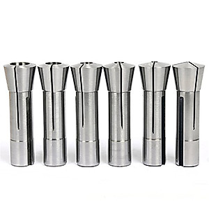 8MILELAKE 1/8-3/4" Precision R8 Collets 6pcs Mill Chuck Holder for Bridgeport .0006