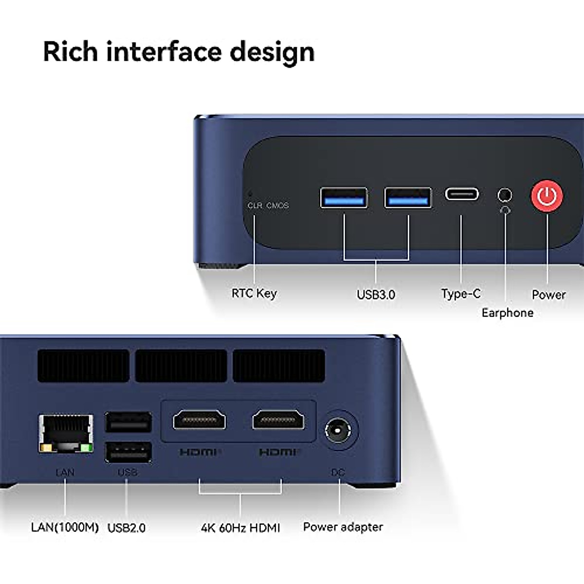 Beelink Mini pc 10 Cores 12th Generation Intel i5-1235U(up to 4.4Ghz),TDP 55W 16G DDR4 3200Mhz RAM，500GB M.2 NVMe Pcle 4.0 SSD Mini Desktop Computers, WiFi6/BT5.2, Dual display Business Mini Computers