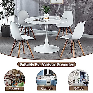Ufurpie 42" Round Dining Table,Faux Marble Table Top,White Tulip Table Metal Base Pedestal Table for 4-6 Person,Easy Assembly End Table Leisure Coffee Table