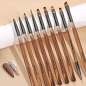 Adispotg 9pcs Nail Art Brushes,Nail Art Tool Set, Nail Dotting Tools, Nail Art Design Brushes for Gel Polish, Nail Polish Brushes&Clean Up Brushes, 3D Nail Art Decorations Brush for DIY Manicure