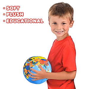 ArtCreativity Plush World Globe Ball, 1 PC, Soft 7.25 Inch Globe, Fun Educational Tool for Learning Geography, Great Gift Idea, Classroom Decoration, and Preschool Toy