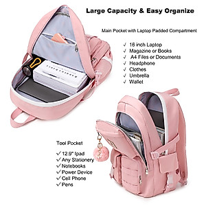 KIDNUO Girls Backpack,15.6 Inch Laptop School Bag Large Primary Elementary Middle College Bookbags Kids Backpacks for Teens Girls Women Students Anti Theft Travel Daypack ( Pink Ballerine )