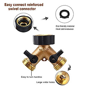 Heavy Duty Garden Faucet Splitter Hose Splitter with Shut-Off Valves Garden Hose Splitter Y Splitter Connect Faucet for Outdoor Garden Irrigation Watering Suitable for All American Thread 3/4