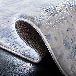 SAFAVIEH Amelia Collection Runner Rug - 2'2" x 12', Grey & Blue, Modern Abstract Design, Non-Shedding & Easy Care, Ideal for High Traffic Areas in Living Room, Bedroom (ALA705F)