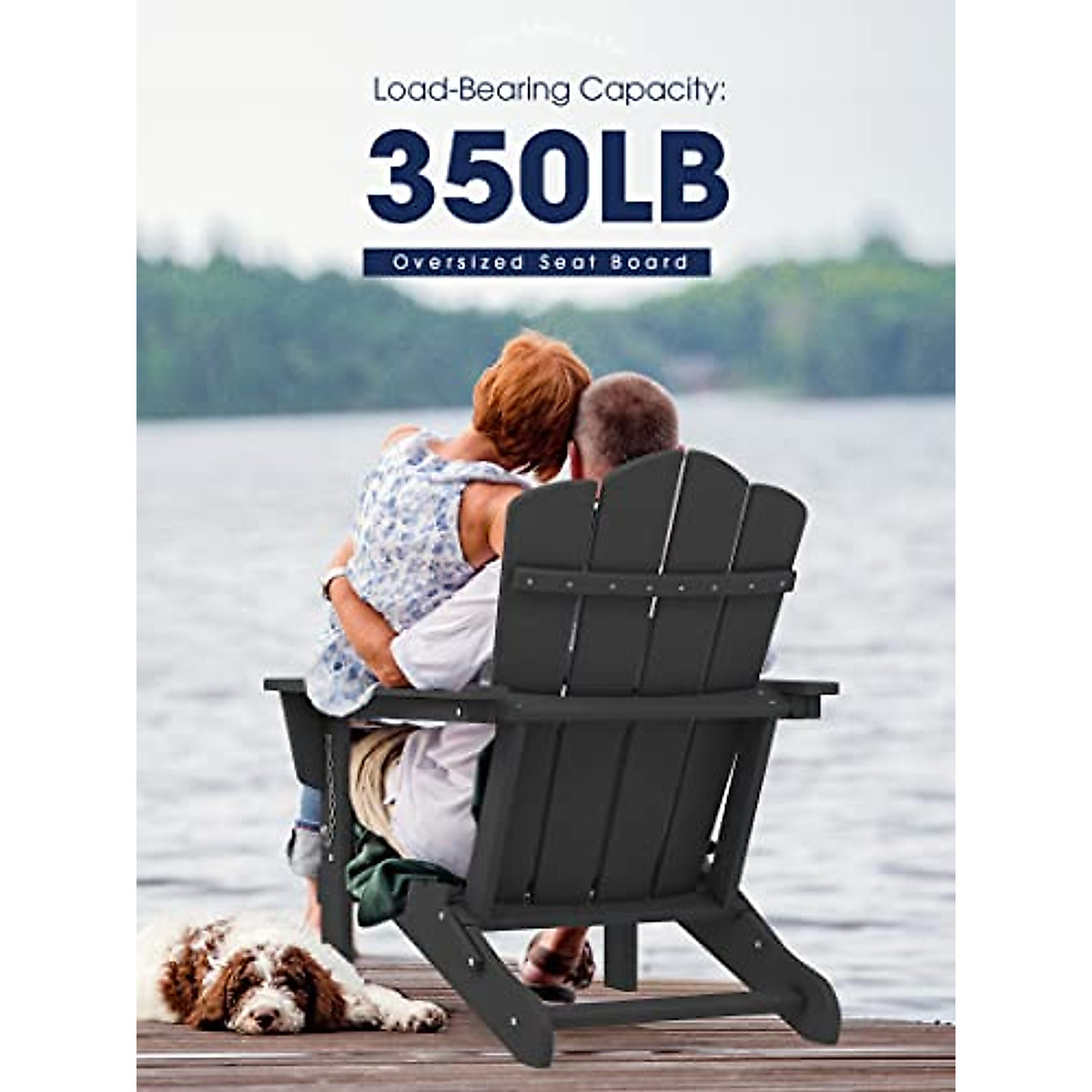 KINGYES Folding Adirondack Chair, HDPE All-Weather Folding Adirondack Chair, Grey