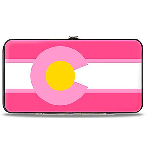 Buckle-Down womens Buckle-down Hinge - Colorado Flags7 Repeat Pinks/White/Light Pink/Yellow Wallet, Multicolor, 7 x 4 US