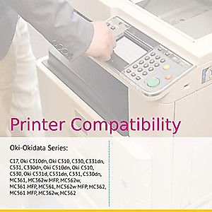 CS Compatible Toner Cartridge Replacement for Okidata C330 44469801 Black 44469703 Cyan 44469701 Yellow 44469702 Magenta Oki C17 C310dn C330dn C510dn C531dn C530dn MC362w MFP MC562w MFP 5 Color Set