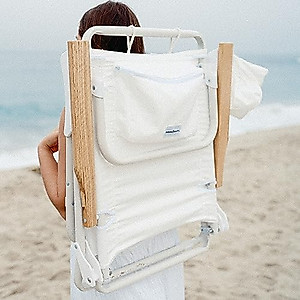 Business & Pleasure Co. Holiday Tommy Chair - Reclining Backpack Beach Chair - Antique White