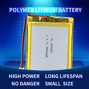 YTKavq 3.7v 3000mAh 904860Lithium Ion Polymer Battery Rechargeable Li-ion Battery Lipo Battery with PH2.0mm Connector