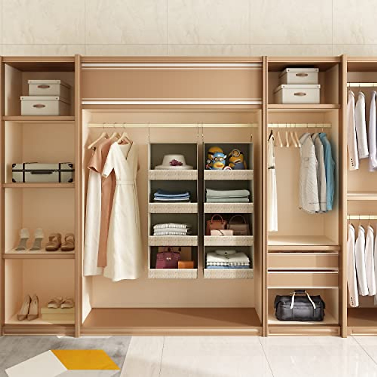 GILLAS 4-Shelf Hanging Organizer,2-Pack Closet Hanging Shelves, Closet Organizers and Storage Collapsible Hanging Closet Shelves ,12.2" W x 12.2" D x 33.6"H