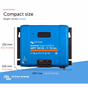 Victron Energy SmartSolar MPPT Tr VE. Can 150V 85 amp 12/24/36/48-Volt Solar Charge Controller (Bluetooth)