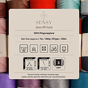 Sensy Premium 2mm 251 Yards Polyester Rope 100% Polypropylene Cord Macrame Cord 2mm Crochet Bag Cord Macrame Rope Crochet Thread Gift for Knitter (Copper)