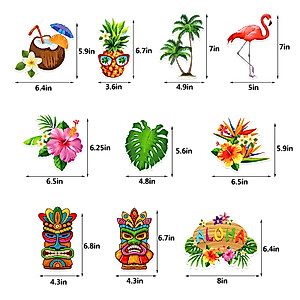 Luau Aloha Party Hanging Swirl Decorations Hawaiian Tropical Flower Palm Flamingo Sign Foil Ceiling Decor for Birthday Floral Tropical Party Summer Beach Pool Party Tiki Party Supplies 36pcs