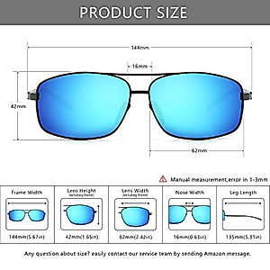 SUNGAIT Ultra Lightweight Rectangular Polarized Sunglasses UV400 Protection (Gunmetal Frame Blue Mirror Lens, 62) Metal Frame 2458 QKLA…