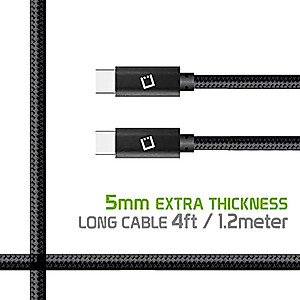 Dual USB-C/PD 60W Fast Charging Cord Compatible with vivo V20 Plus 5Gbps Data Transfer for Power Delivery Hi Capacity Charging (Black)