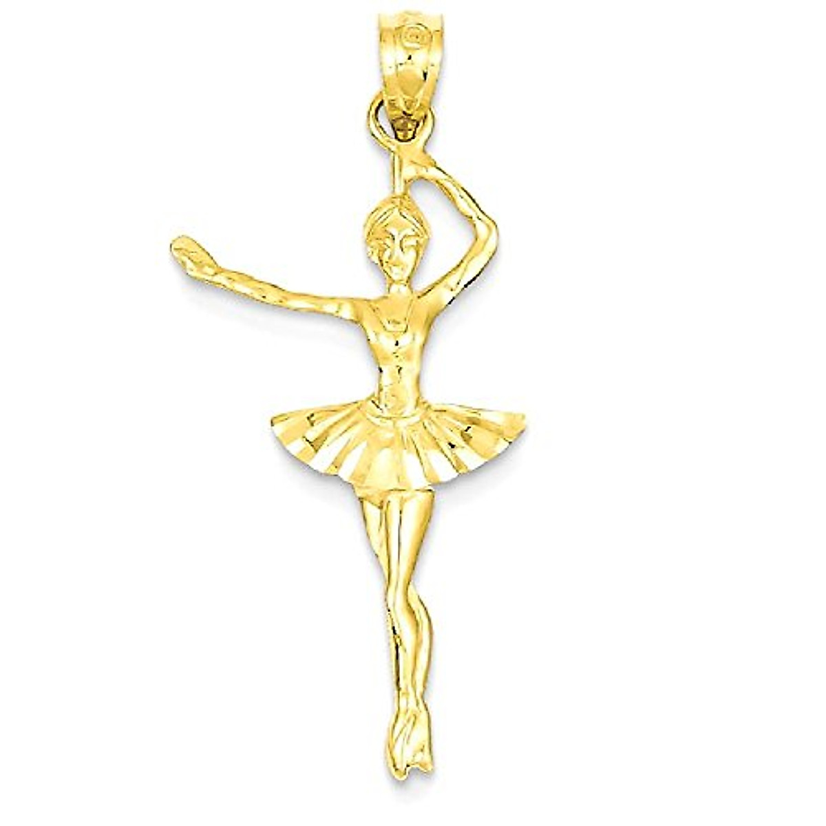 IceCarats 14K Yellow Gold Ballerina Slippers Necklace Ballet Pointe Shoe Charm Dancer Pendant 33mm x 15mm Only