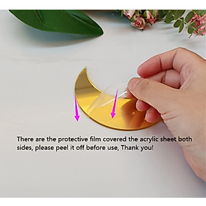 XIAOYUE 20pcs of Acrylic Moon Place Card,Celestial Wedding Place Cards ,Semi-Circle Place Names Blanks for Wedding ,Party&Festival Deco (Gold Mirror)