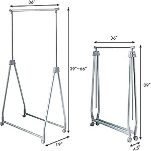 Nightcore Extendable Garment Rack Clothes Rail, Heavy Duty Foldable Clothes Laundry Drying Rack with Adjustable Hanging Rod Rolling Casters, Movable Clothes Hanger for Home Office Store Market