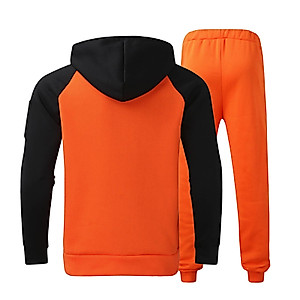 Men Sweatshirt Contrast Color Comfy Hoodies Patchwork Long Sleeve Hooded Pullover Casual Street Sport Tops Teen Clothes Mens Fall 2023 Hoodies Sweatshirt,(B-Orange,XXL)