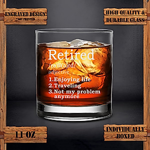 NeeNoNex Retired Definition Whiskey Glass Funny and Great Retirement Gift for Coworkers Boss Mom Dad Funny Dictionary Definition