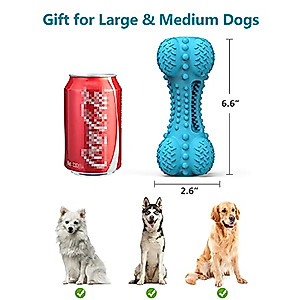 SCHITEC Squeaky Dog Chew Toy, Tough Durable Natural Rubber Bone with Toothbrush, Indestructible for Aggressive Chewers Large Medium Breed Teeth Cleaning