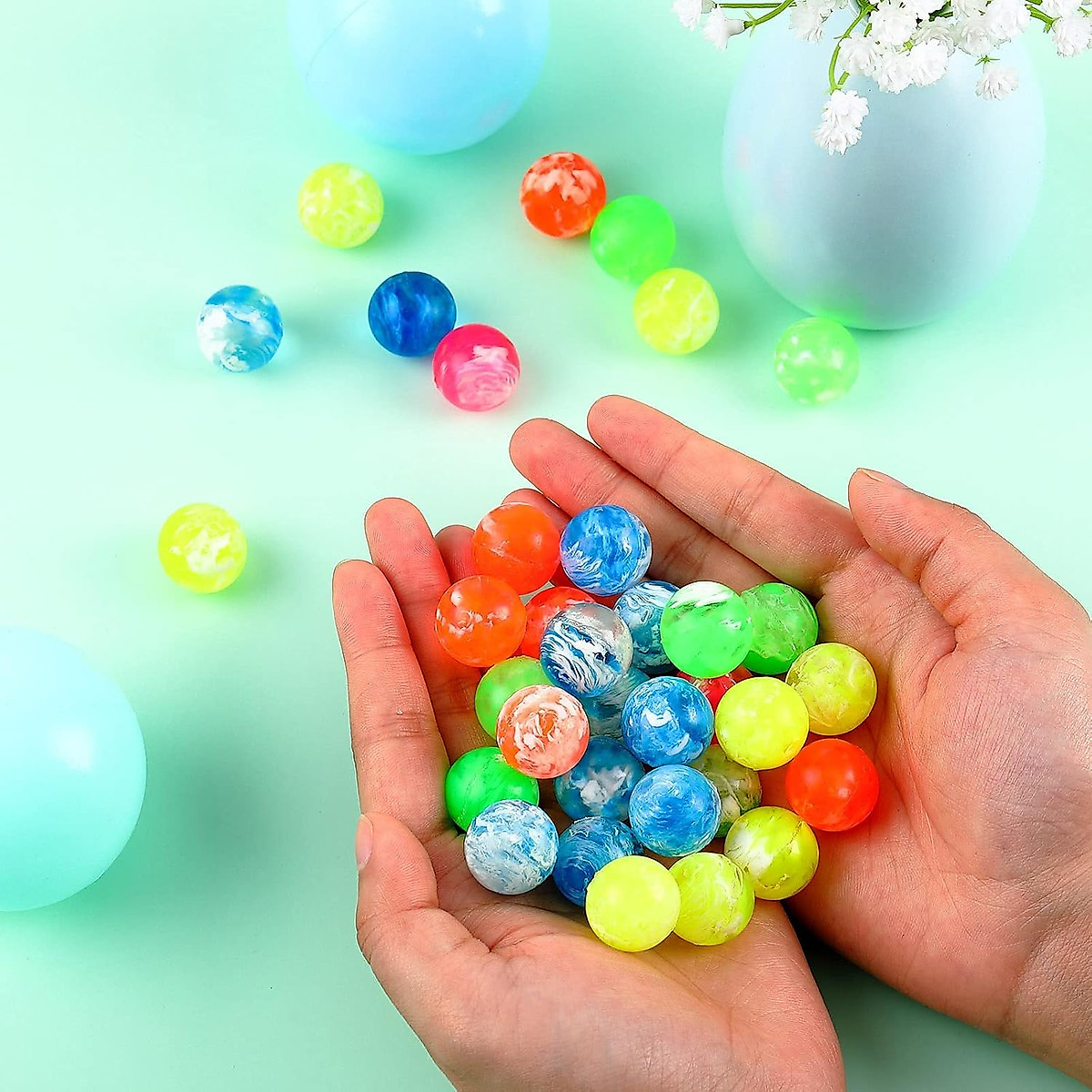 Sumind 500 Pcs Small Bouncy Balls in Bulk Rubber High Bouncing Balls Mini Bouncy for Birthday Party Favors Gift Game Prizes Vending Machines Fillers Outdoor Activities(0.98 Inch)