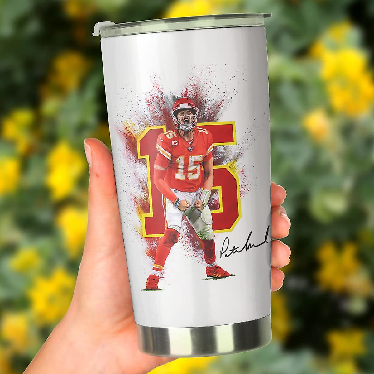 Teerabbit Patrick Mahomes II Tumbler - Go Big Or Go Mahomes - Coffee Tea Mug Insulated Tumbler With Lid - Birthday, Thanksgiving, Christmas Day Gifts For Football Fans - 20 Oz| Stainless Steel Mug