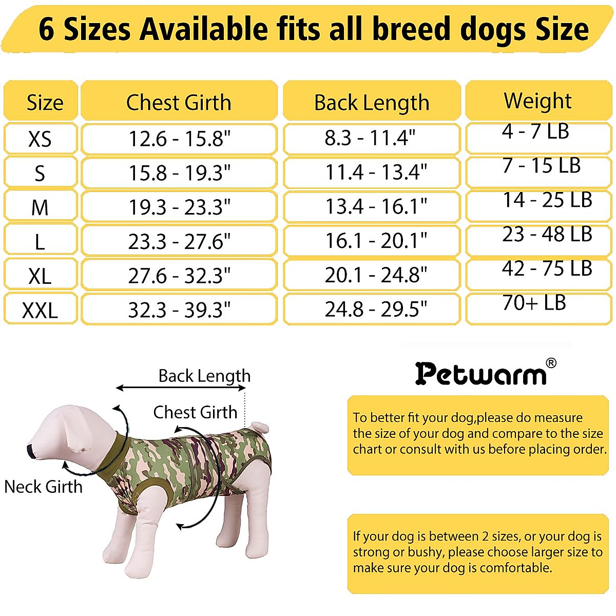 PetWarm Dog Surgical Recovery Suit,Anti-Licking Pet Surgical Recovery Snugly Suit Bodysuit for Abdominal Wounds Skin Disease Substitute E-Collar & Cone,Dog Onesie,Camouflage Pattern,Green,S