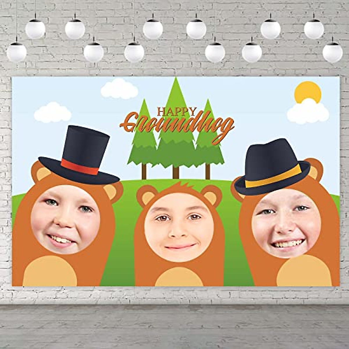Happy Groundhog Day Banner Cute Animals Theme Pretend Play Party Game Decor Decorations for Season Forecast 1st Birthday Party Spring February 2nd Holidays Festival Groundhog Day Supplies Background