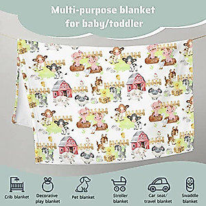 HawSkgFub Farm Animals Barn Neutral Baby Blanket for Boys Girls, Nursery Cow Chicken Pig Sheep Flannel Fleece Swaddle Receiving Blankets, Soft Lightweight Newborn Toddler Infant Kid Crib Bedding 30x40