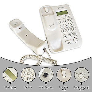 Wired Telephone, Desktop Telephone, Fixed Telephone, Caller ID Telephone, Front Desk Home Office with Call Display and Other Multi Scene Telephone Sets (White)