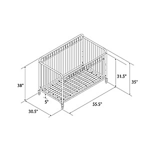 Little Seeds Raven 3-in-1 Convertible Metal Crib, JMPA Certified, Gray