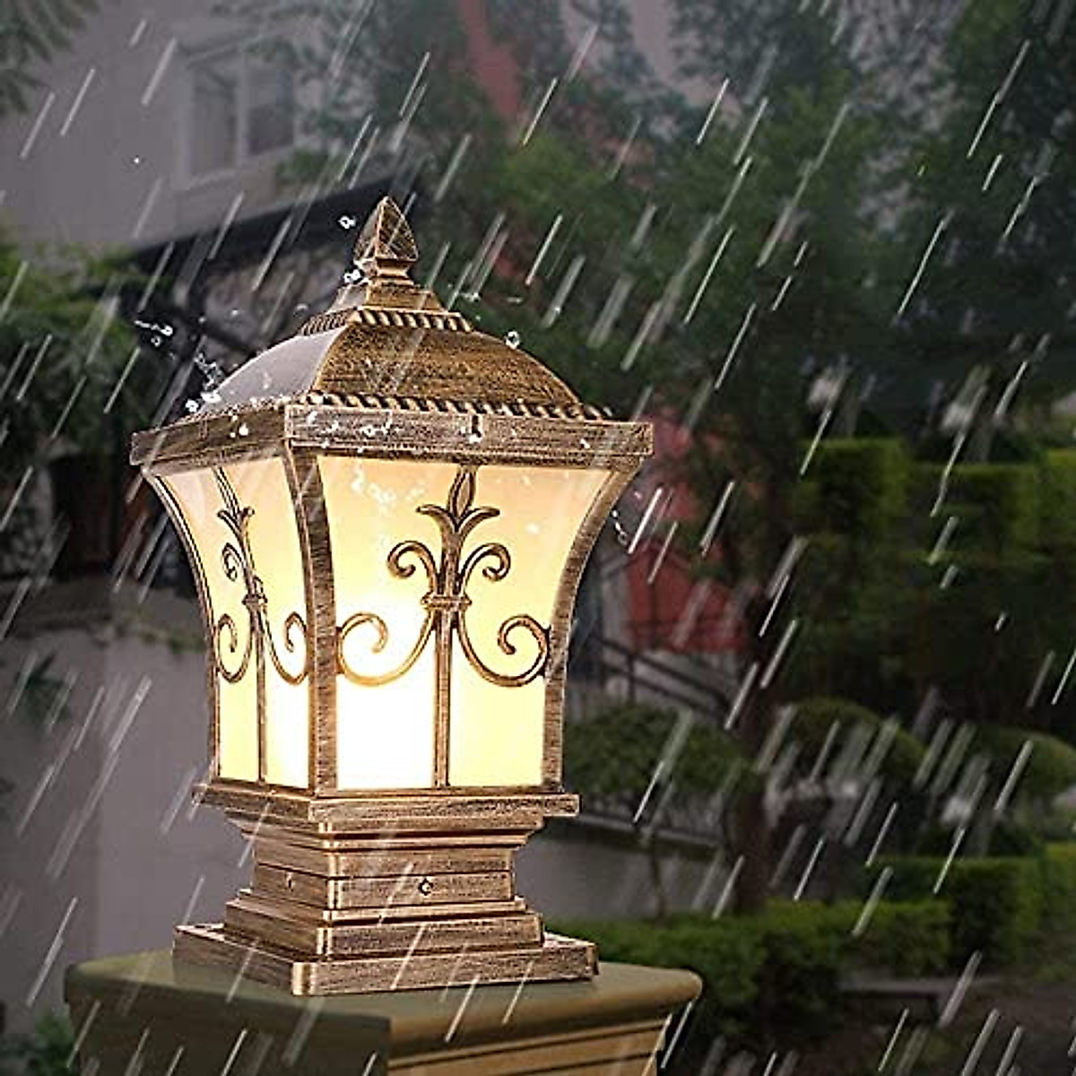 Outdoor garden lights Bonnik Fashion Outdoor Column Headlight Waterproof Pillar Lamp Fence Wall Sconce Exterior Landscape Lighting Fixture Lawn Pillar Lamp For Home Balcony Yard Villa Garden Pool Edge